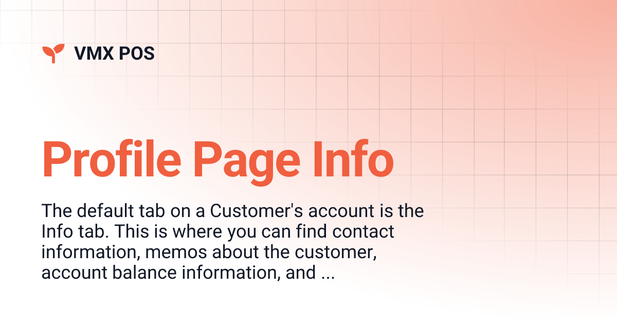 Profile Page Info | VMX POS